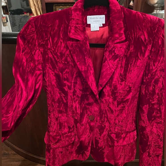 Charles Gray | Jackets & Coats | Flashy Red Velvet Jacket | Poshmark